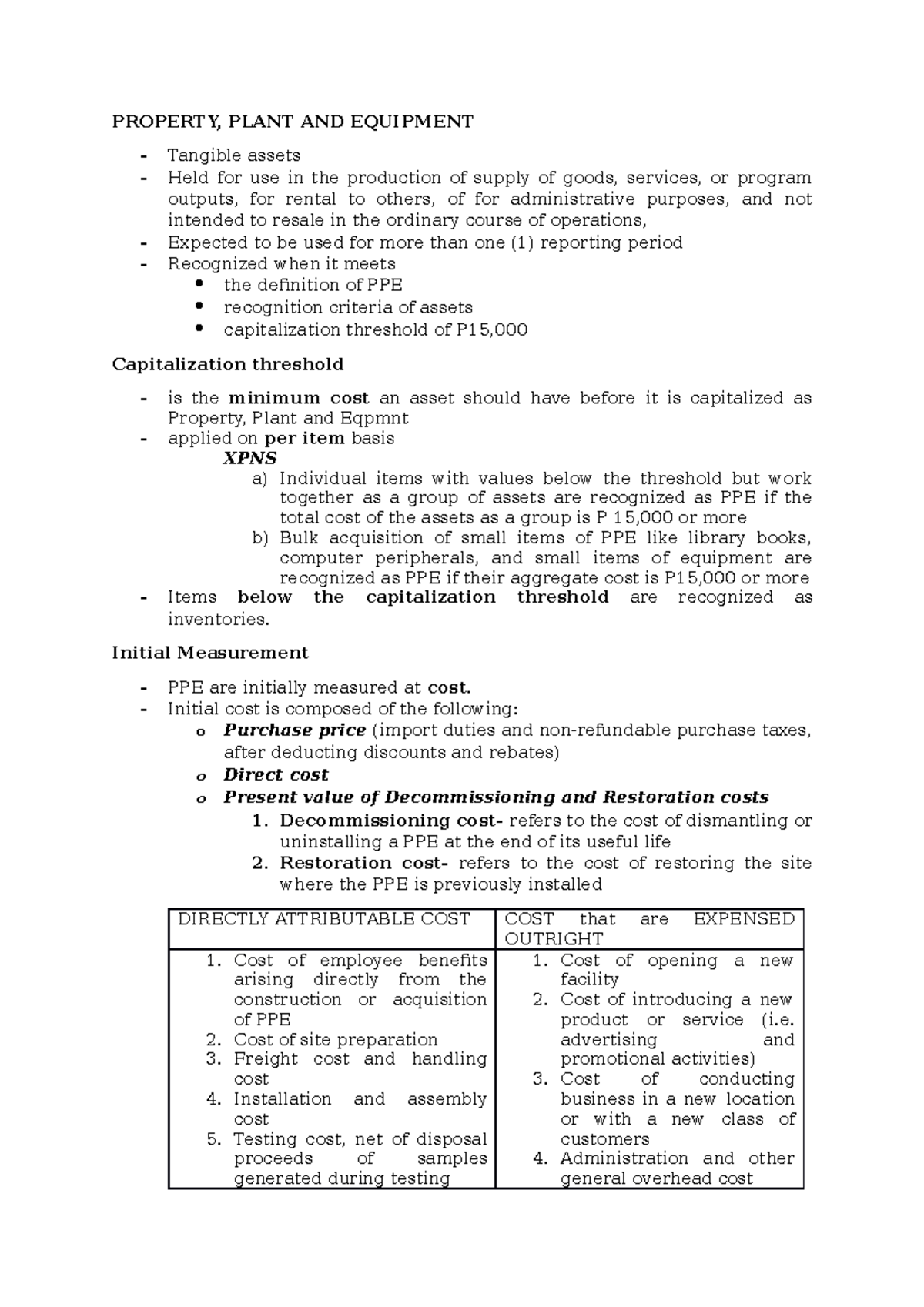 PPE- Notes - Accounting for PPE under Government Transactions ...