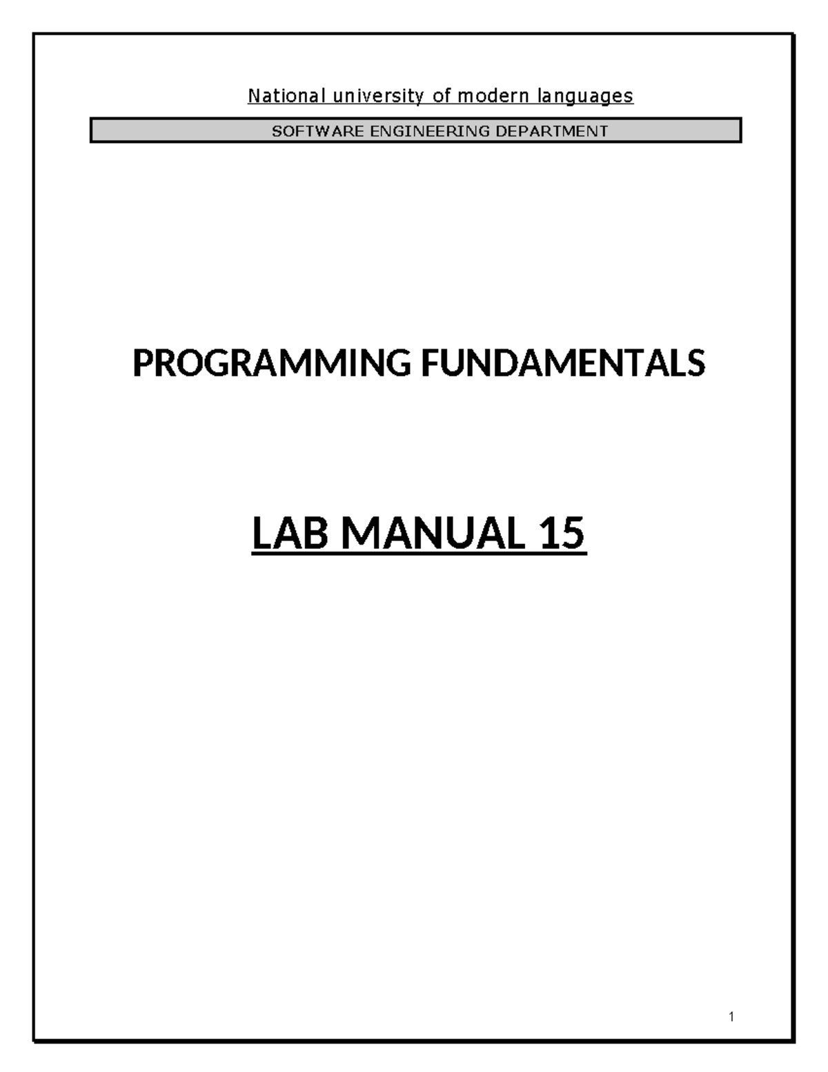 C++ Programming Fundamentals Lab Manual 15: Inheritance & Overloading ...