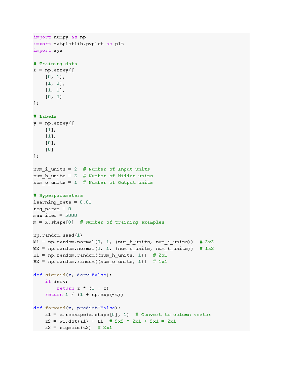 Deep learning lab manual - import numpy as np import matplotlib as plt ...