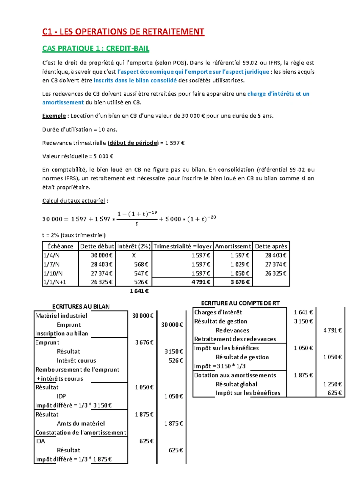Retraitements Comptables - RETRAITEMENTS COMPTABLES I. Principes ...