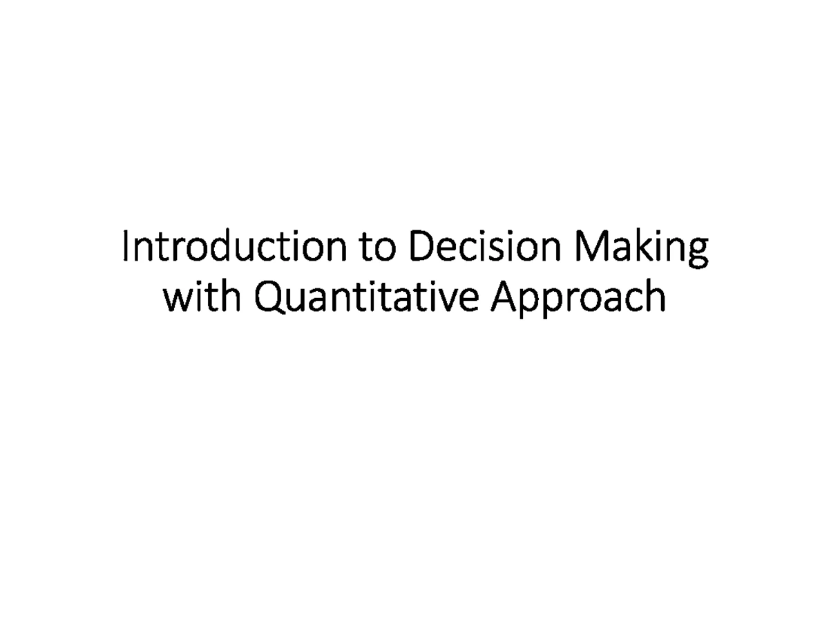 Management Science Chapter 13: Decision Analysis Process Notes - Studocu