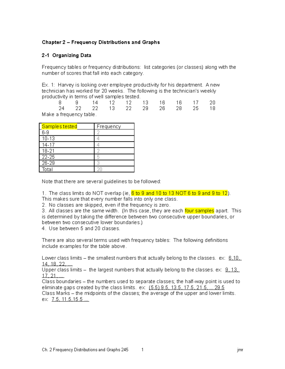 Ch 2. Frequency Distributions and Graphs - STAT 245 - SAIT Polytechnic ...