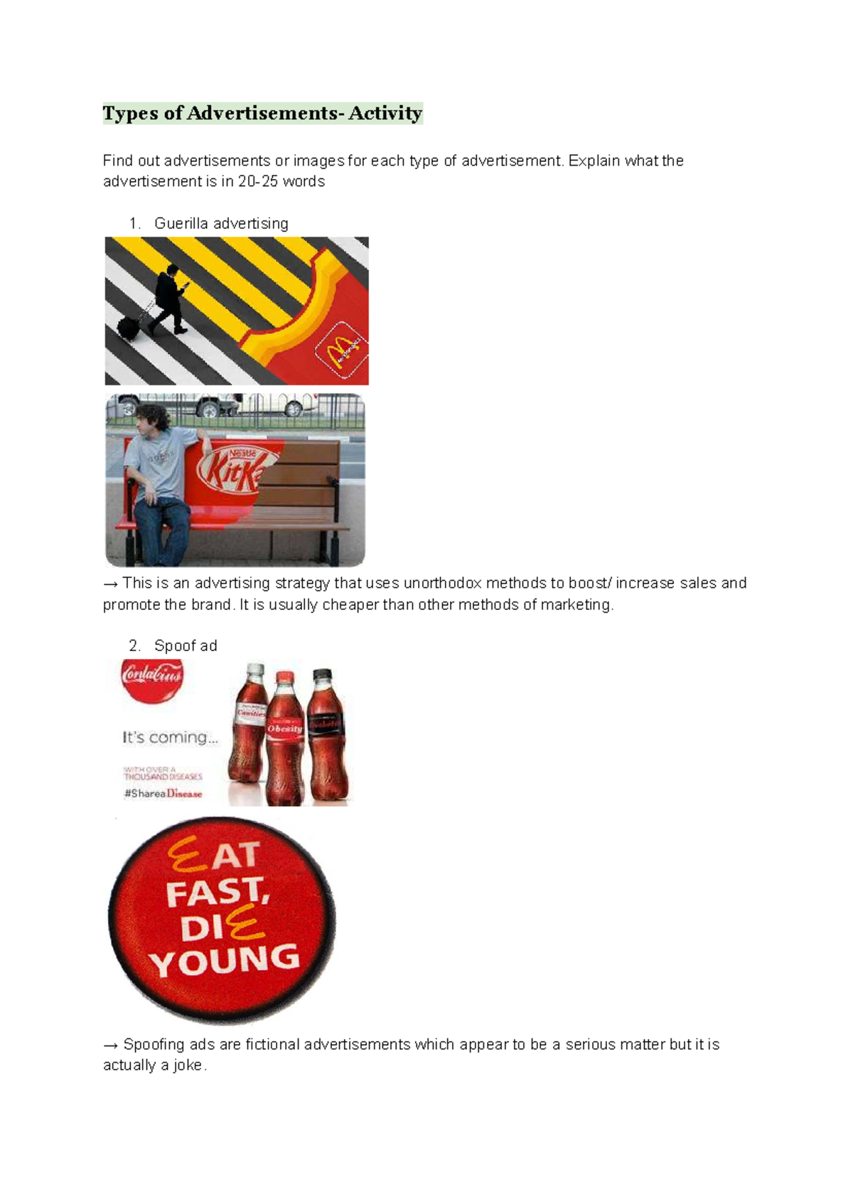 Types of Advertisements: Exploring Various Ad Strategies - Studocu