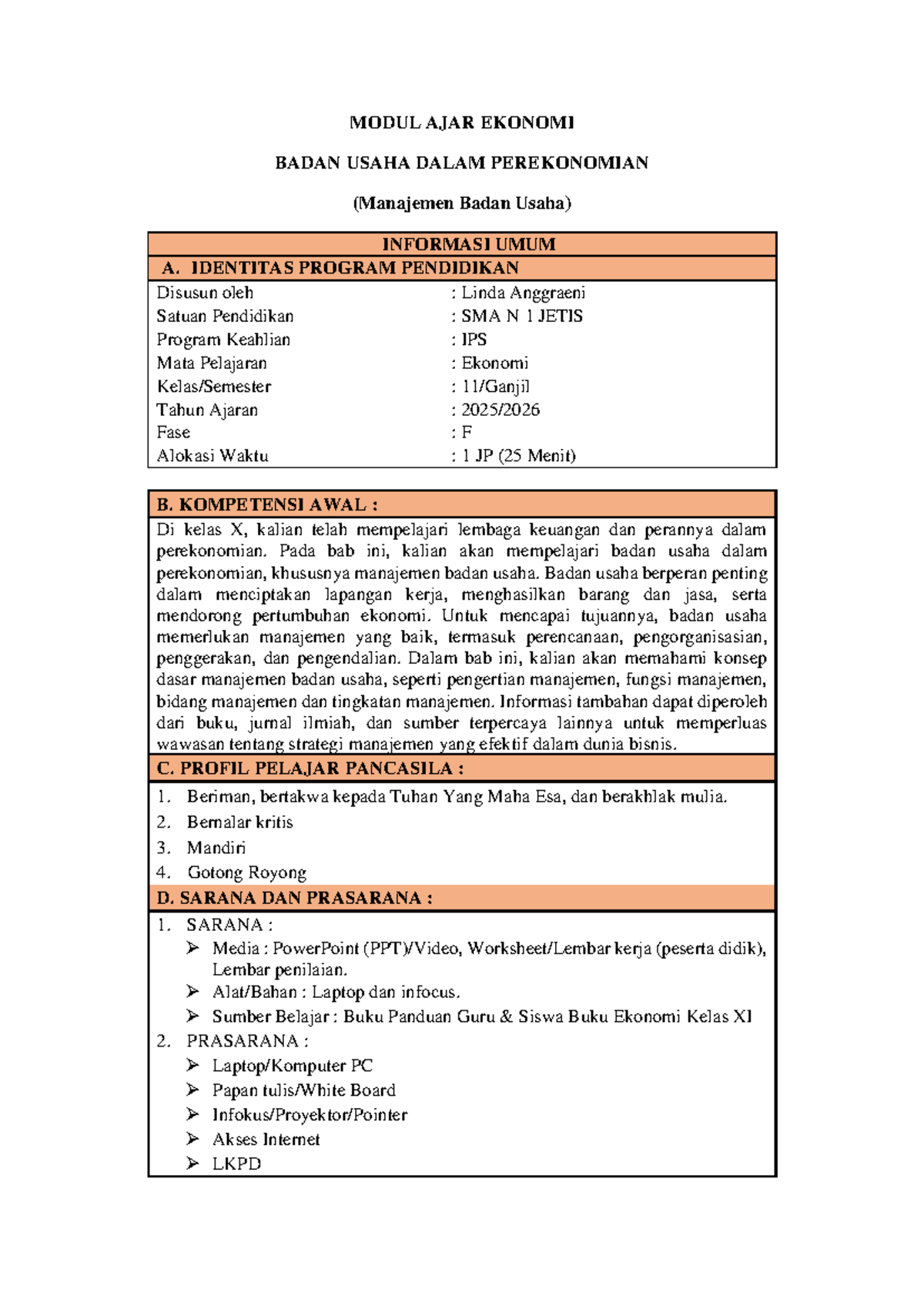 Modul Ajar Manajemen Badan Usaha dalam Perekonomian (Ekonomi Kelas XI) - Studocu