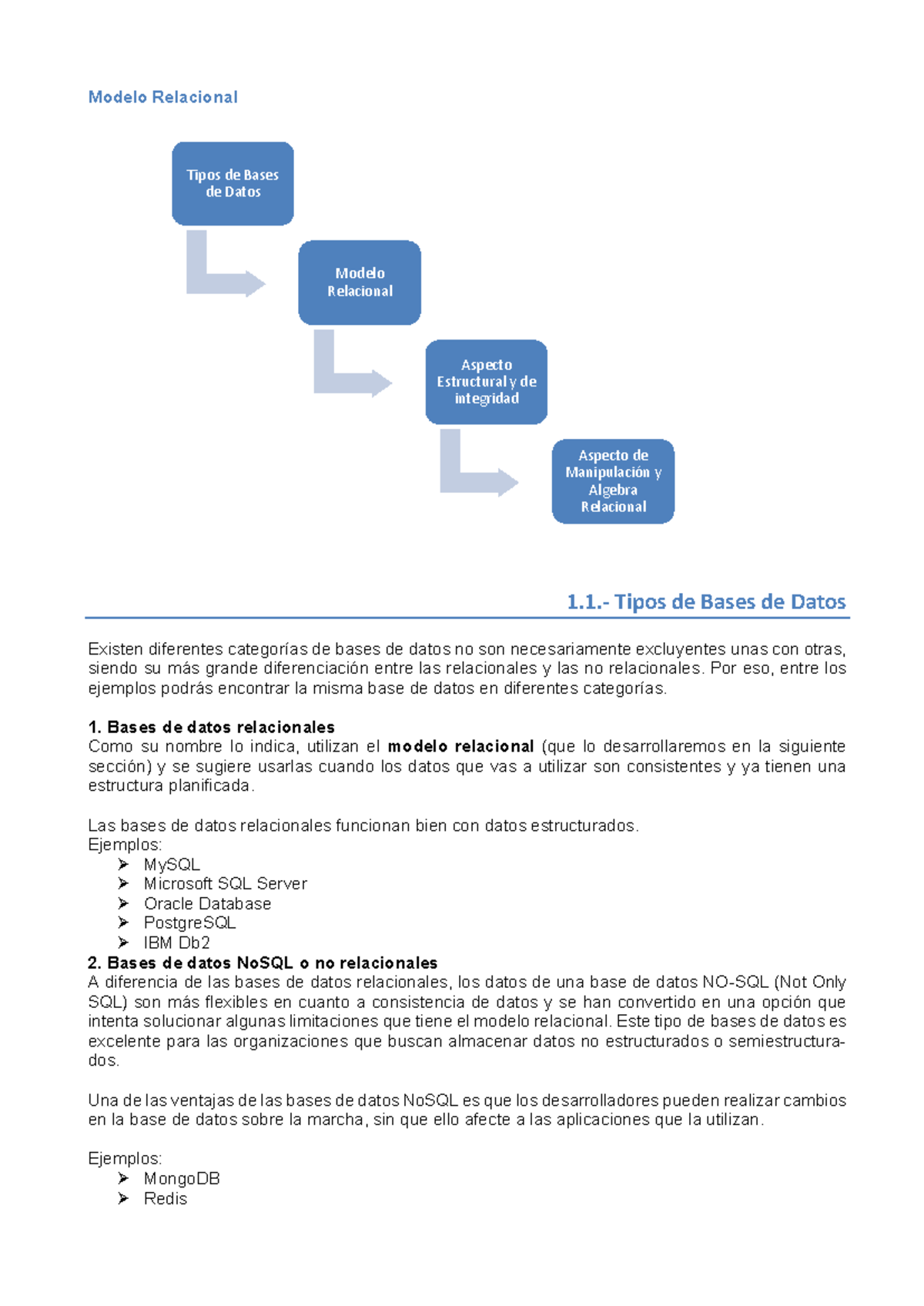 Modelo Relacional: Tipos y Estructura de Bases de Datos - Studocu