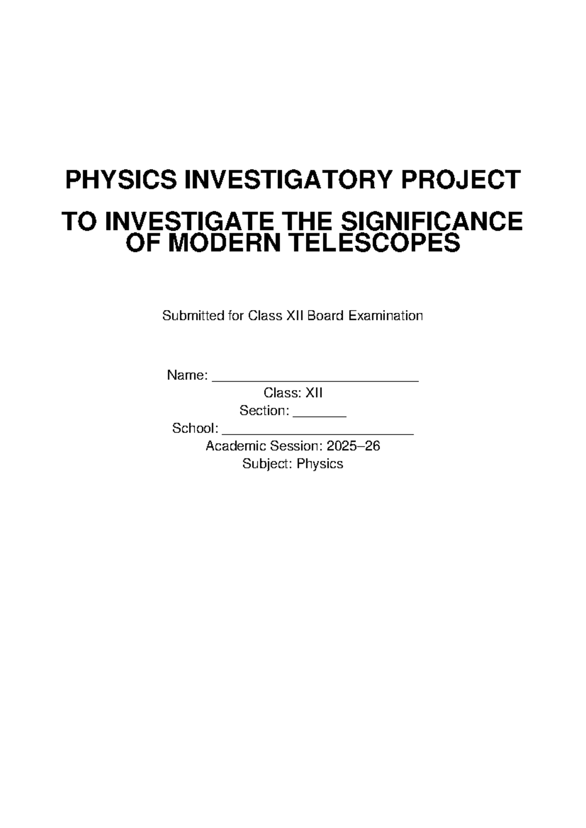 Class XII Physics Investigatory Project: Significance of Modern ...