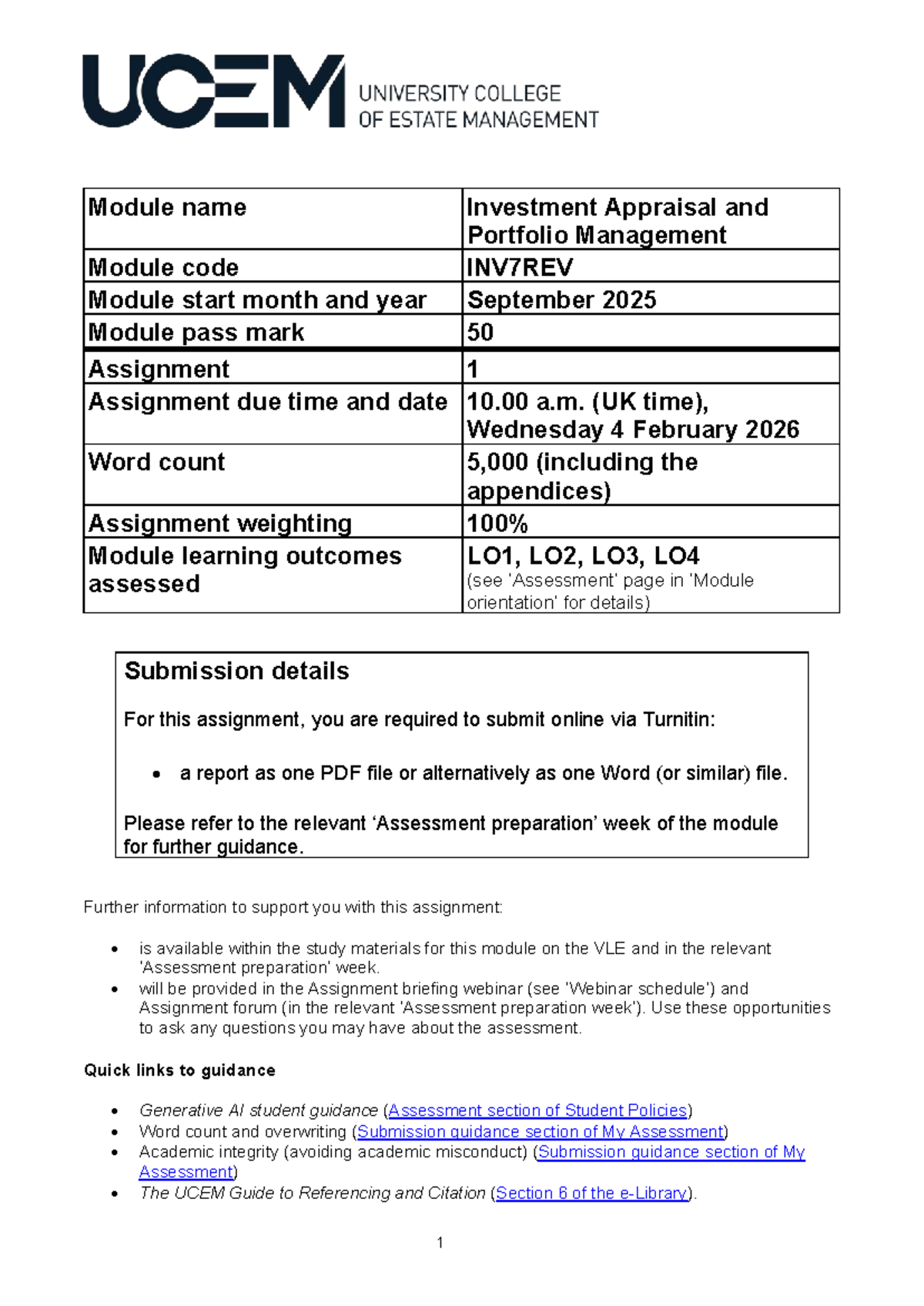 INV7REV Assignment 1: Investment Appraisal & Portfolio Management ...