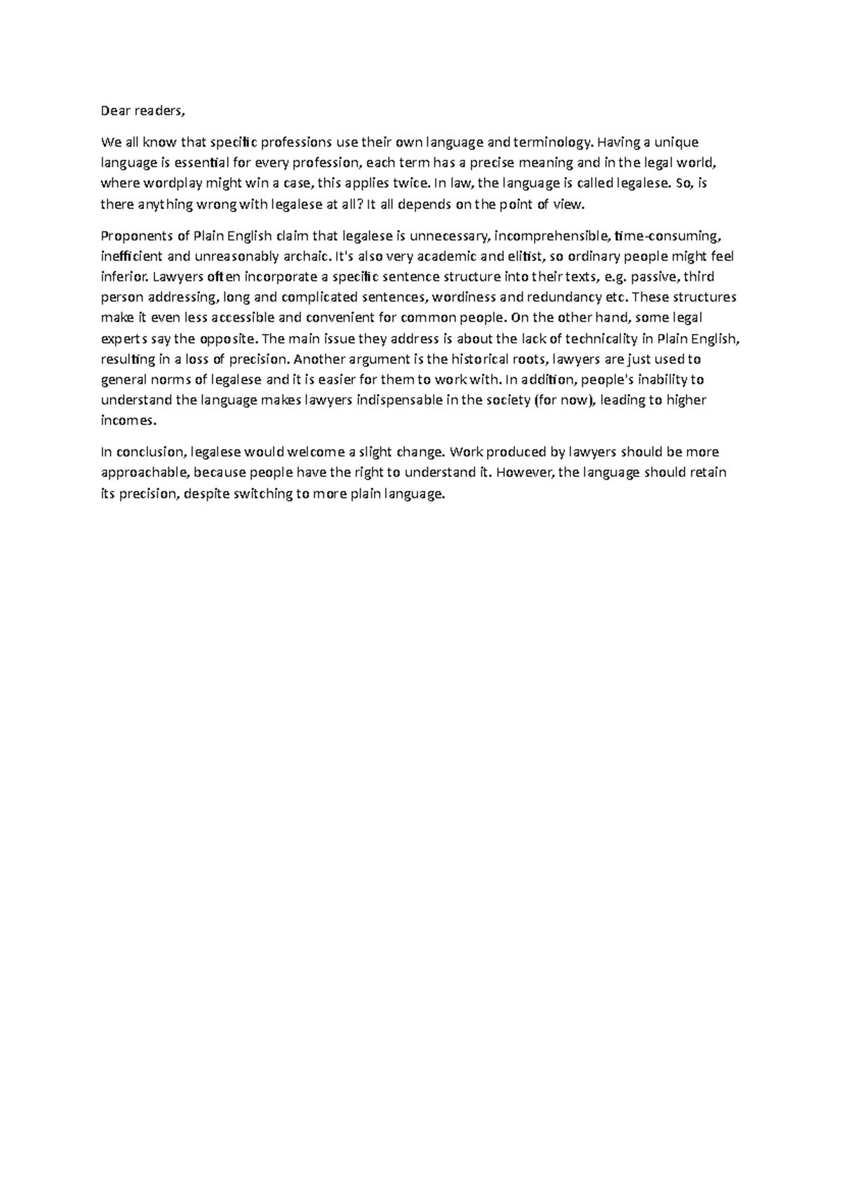 Legalese vs. Plain English: A Debate on Clarity and Precision in Law ...