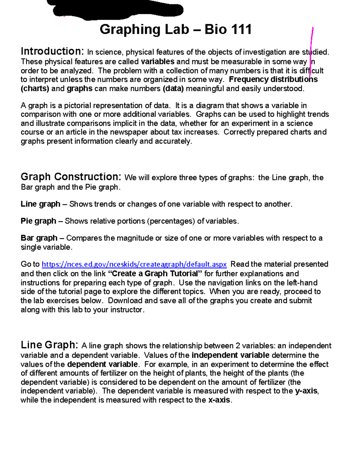 Biology Lab: Constructing and Analyzing Graphs in Biology - Studocu
