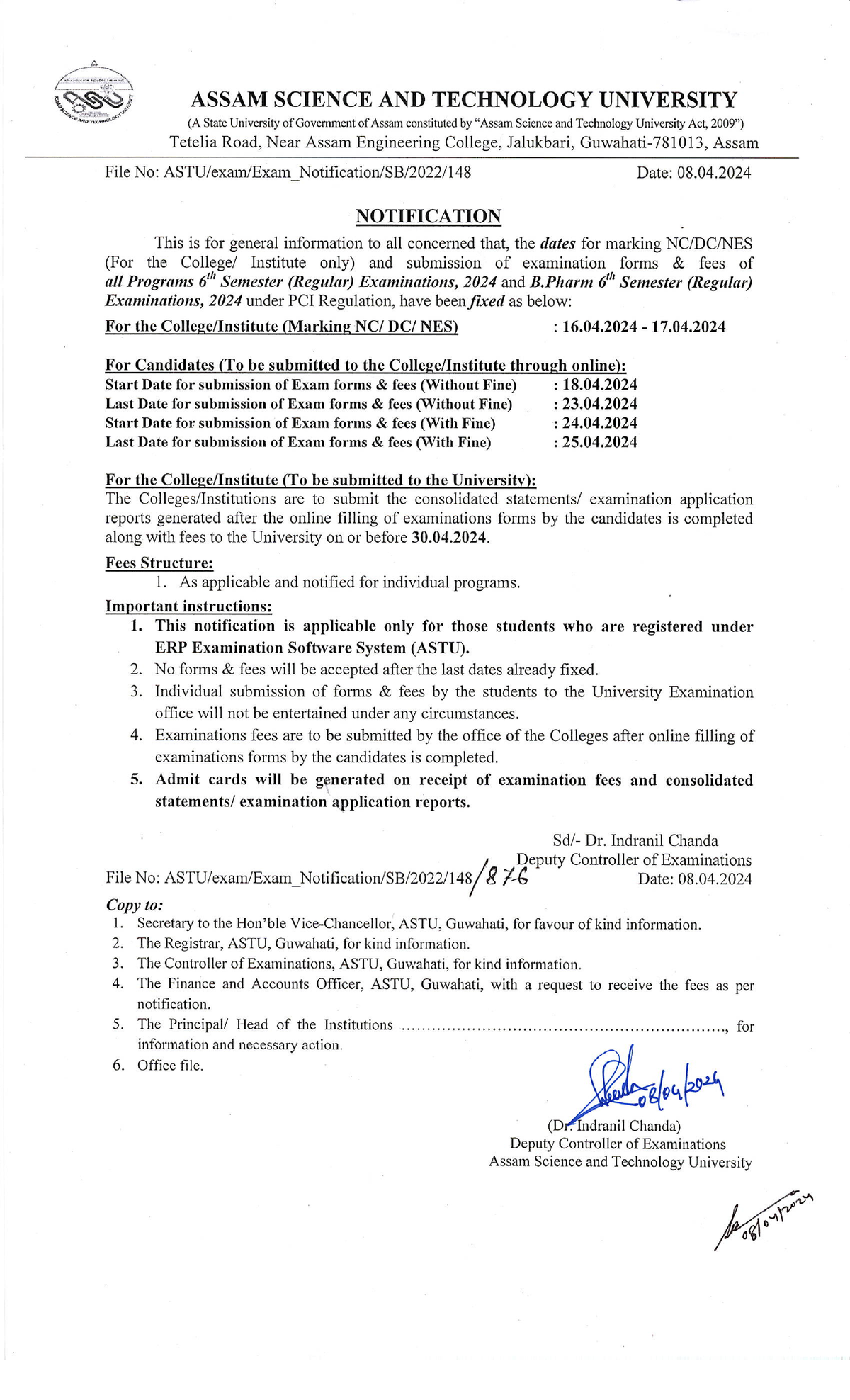Exam Notification: Form Fill-up Guidelines for 08 - Studocu