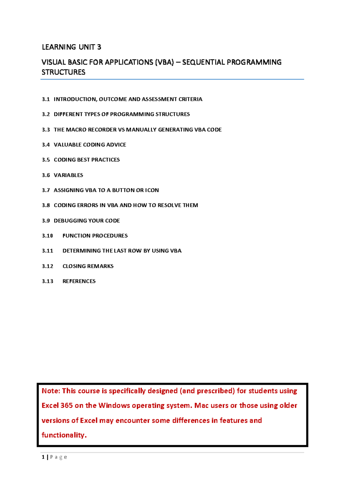 LU3- Visual Basic for Applications: Sequential Programming Insights ...