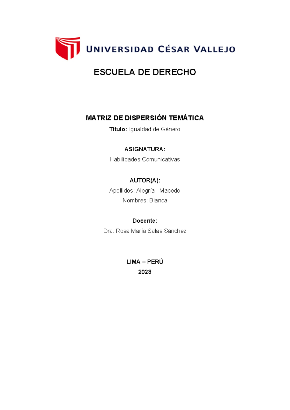 Formato de Matriz de dispersión tematica BIA-UCV- Derecho - ESCUELA DE ...
