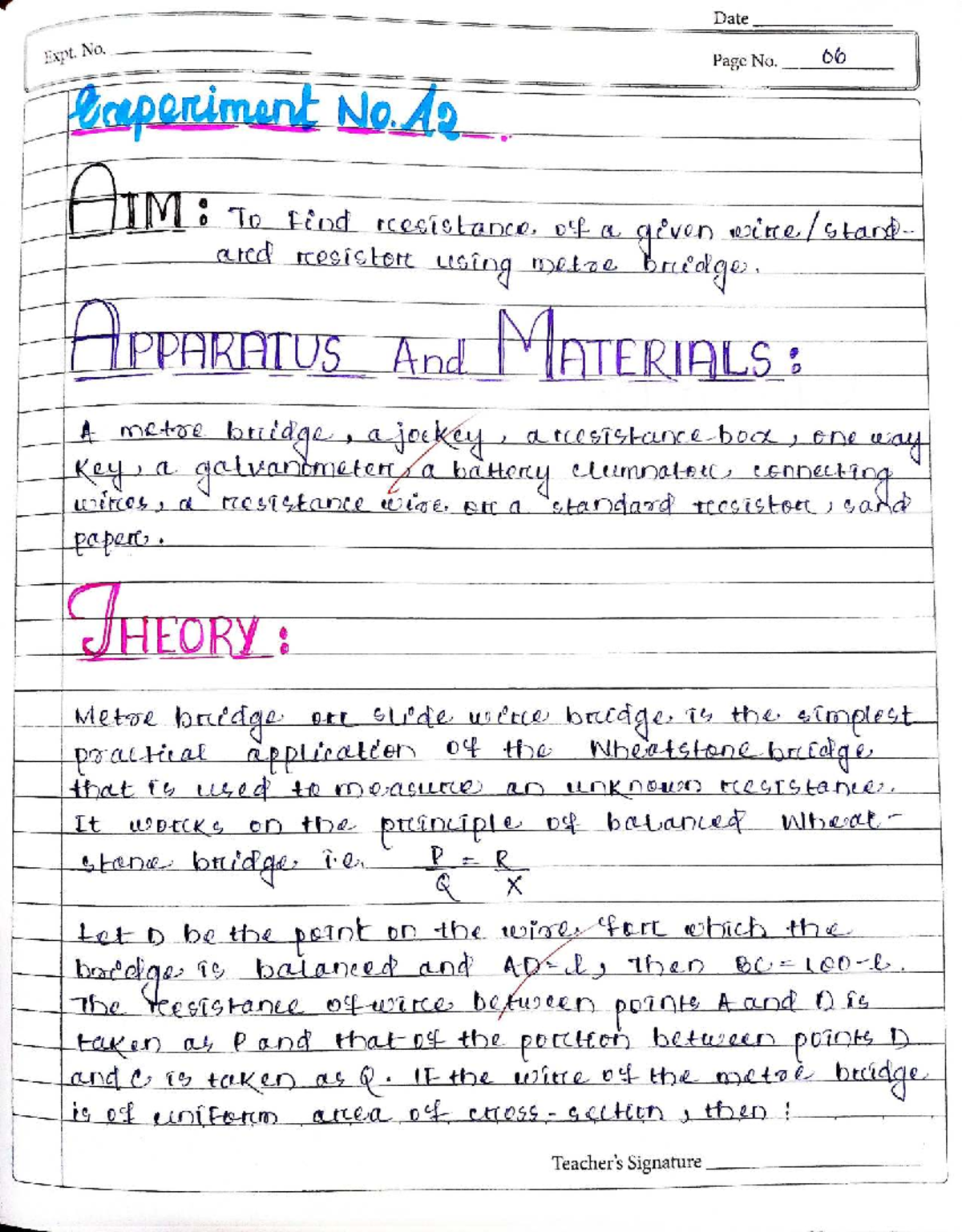 Metre Bridge Experiment: Finding Resistance Using A2 Method - Studocu