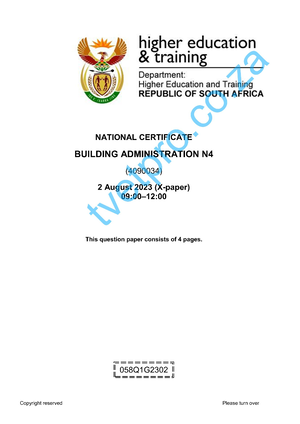 BA Guide N4 - building administration n4 - 90137 - Studocu