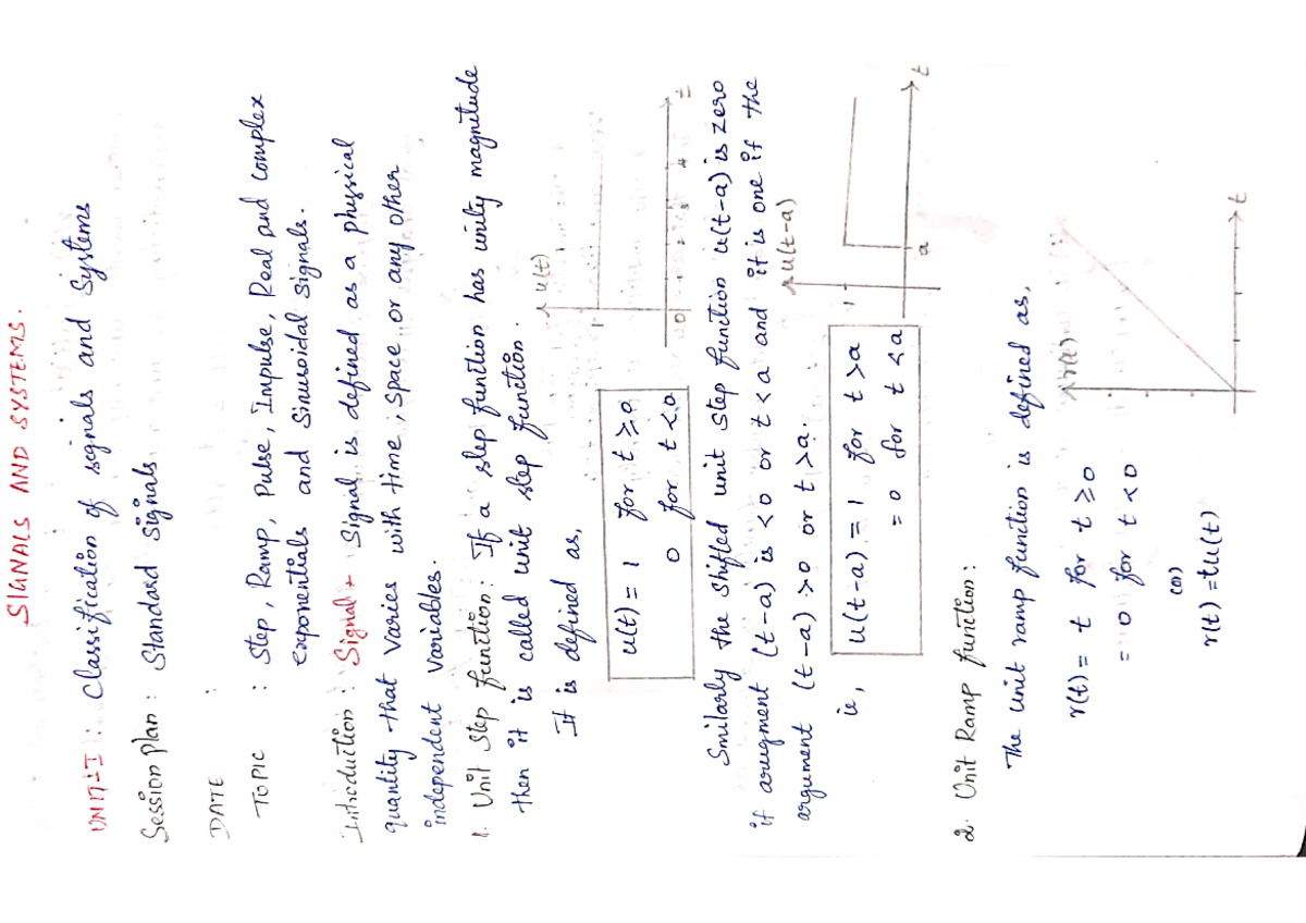 Signals and Systems (Unit 1 & 2): Handwritten Notes and Summary - Studocu