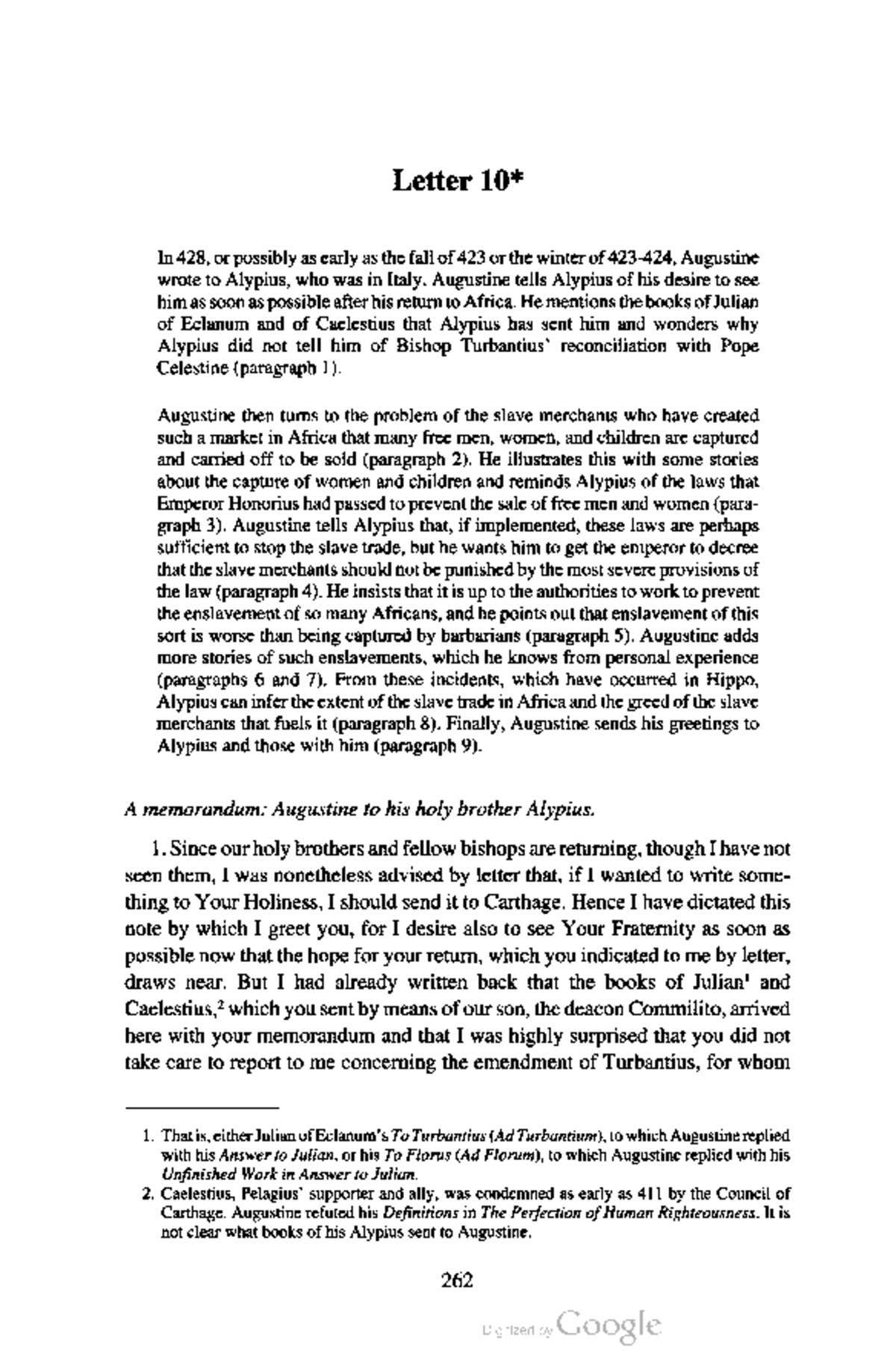Letter 10: Augustine's Plea to Alypius on the Slave Trade in Africa ...