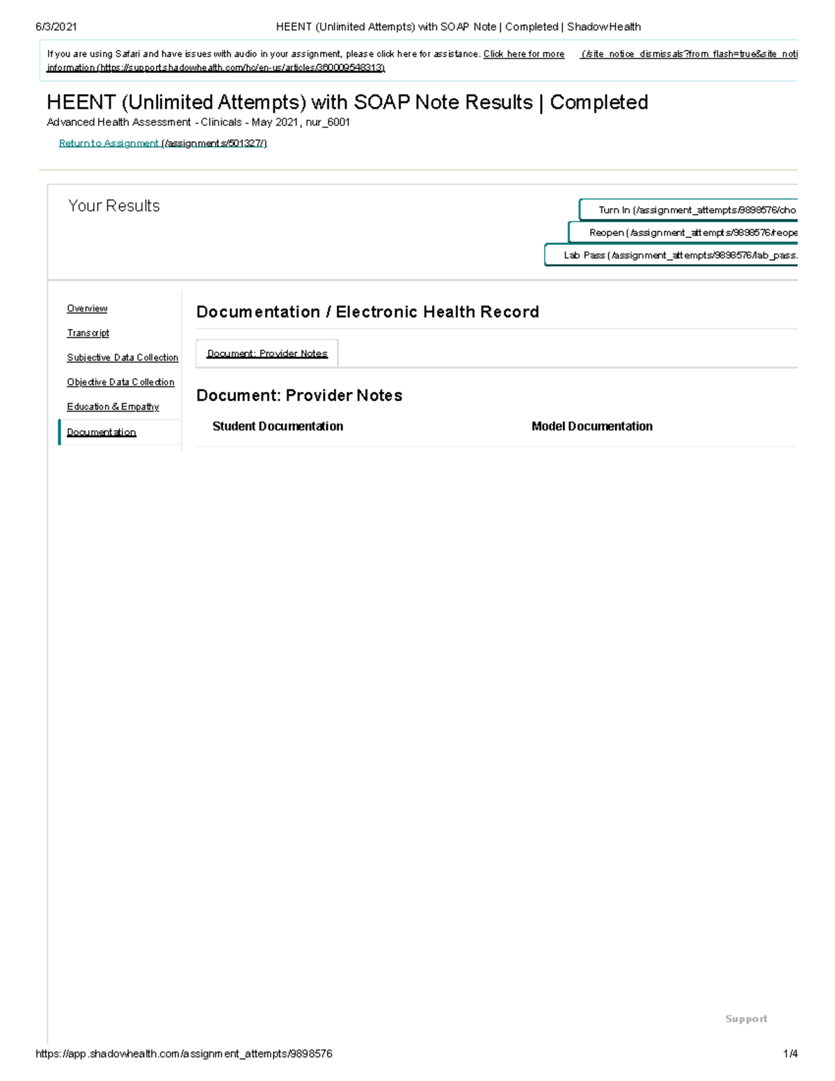 HEENT Assessment & SOAP Note Results (Clinicals: May 2021, NUR) - Studocu