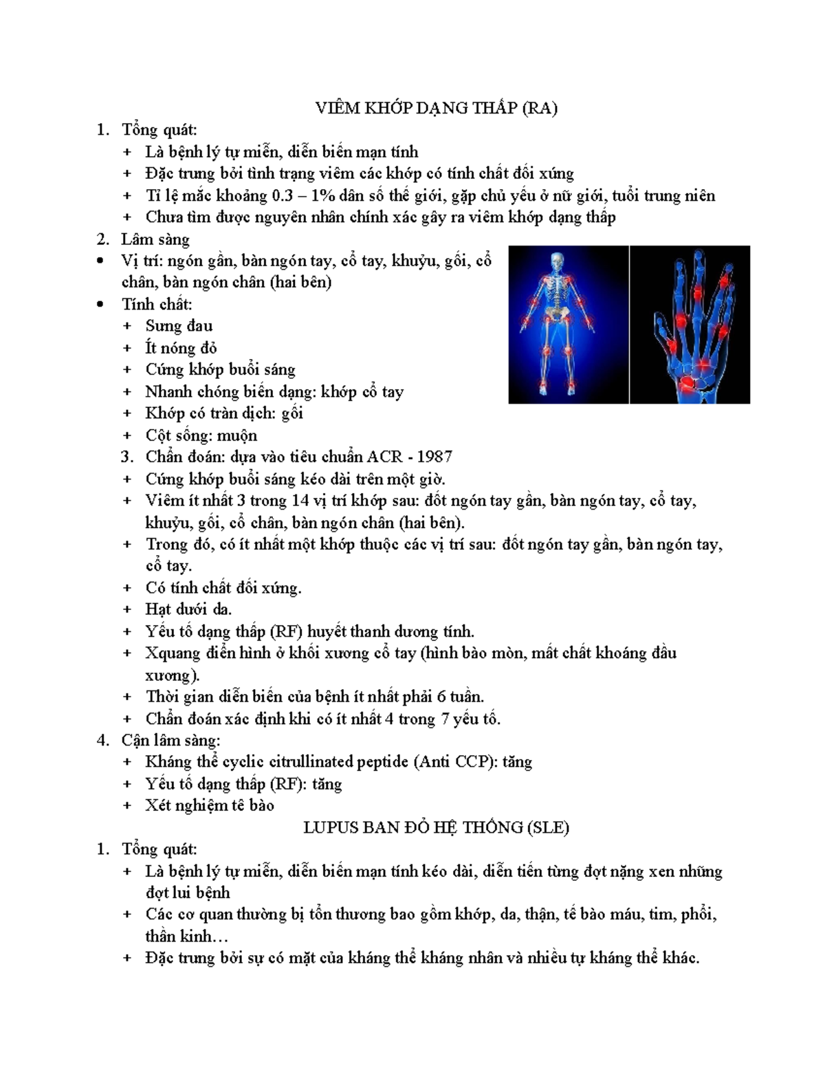 Huyết học - xét nghiệm - VIÊM KHỚP DẠNG THẤP (RA) 1. Tổng quát: Là bệnh ...