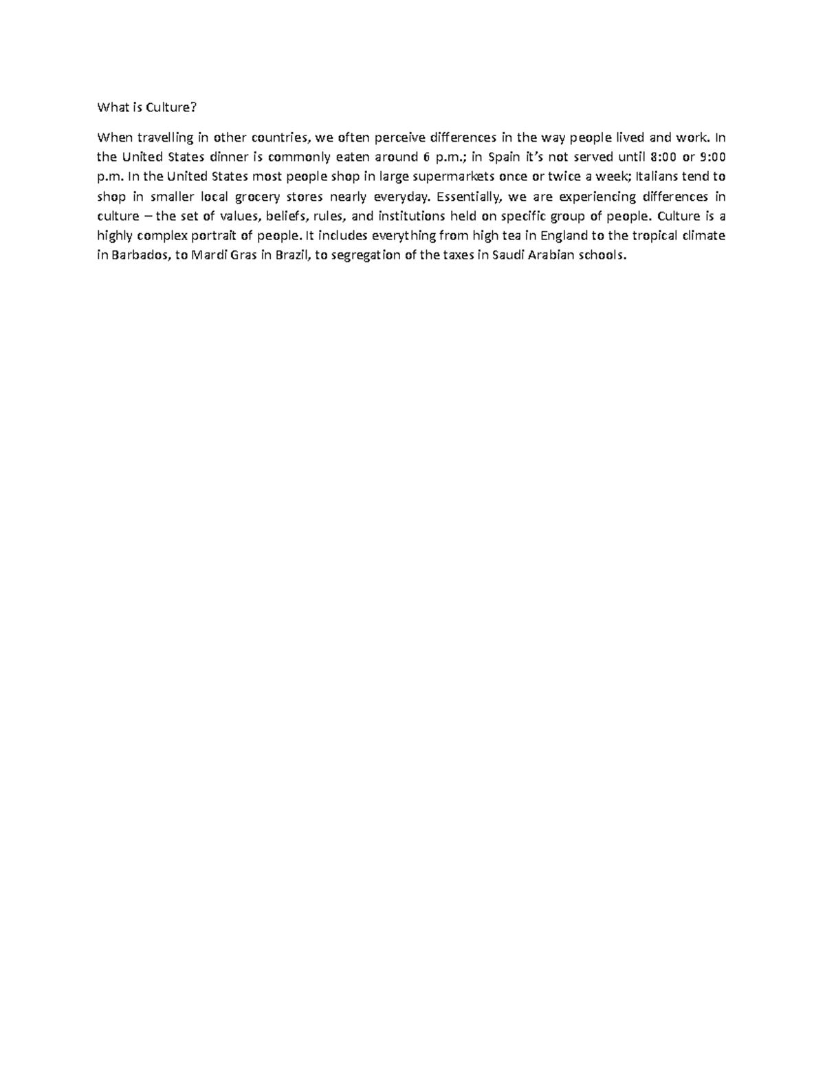 OM 6 - Intro to Culture: Lecture Notes on Global Cultural Differences ...