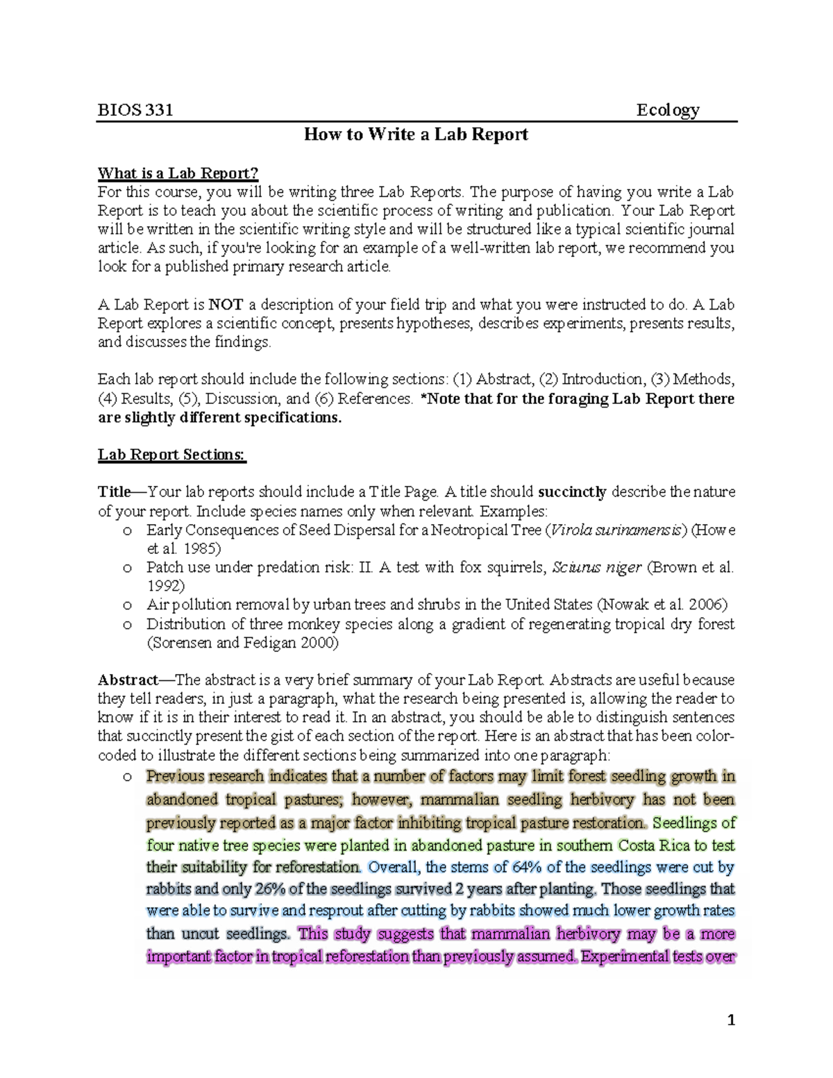 BIOS 331 Lab Report Writing Guide: Structure & Tips - Studocu