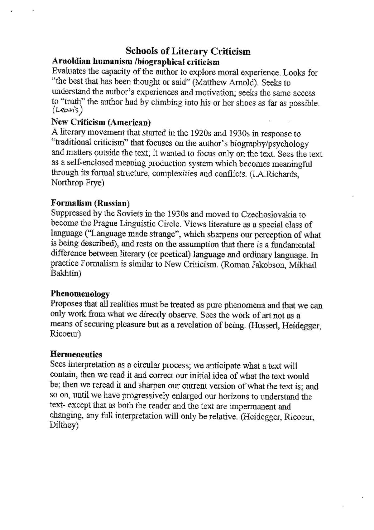 Schools of Literary Criticism: An Overview of Key Theories - Studocu