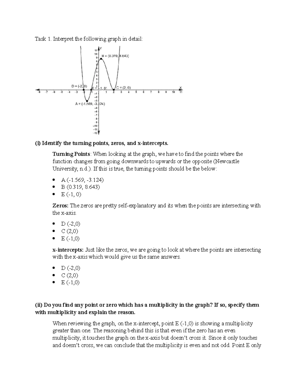 MATH 1201 Unit 4 Graph Analysis & Assignment Solutions - Studocu