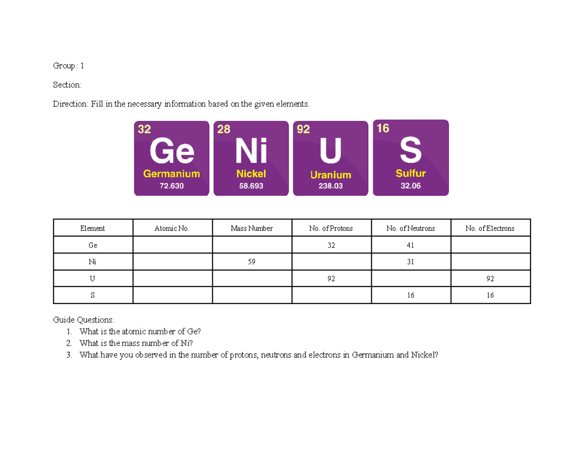 Subatomic Particle Counting & Analysis: Activity Guide for Chem 101 ...