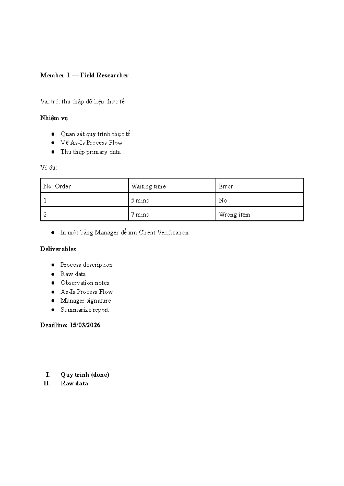 Field Research Report: Observations & Data Collection for QM - Studocu