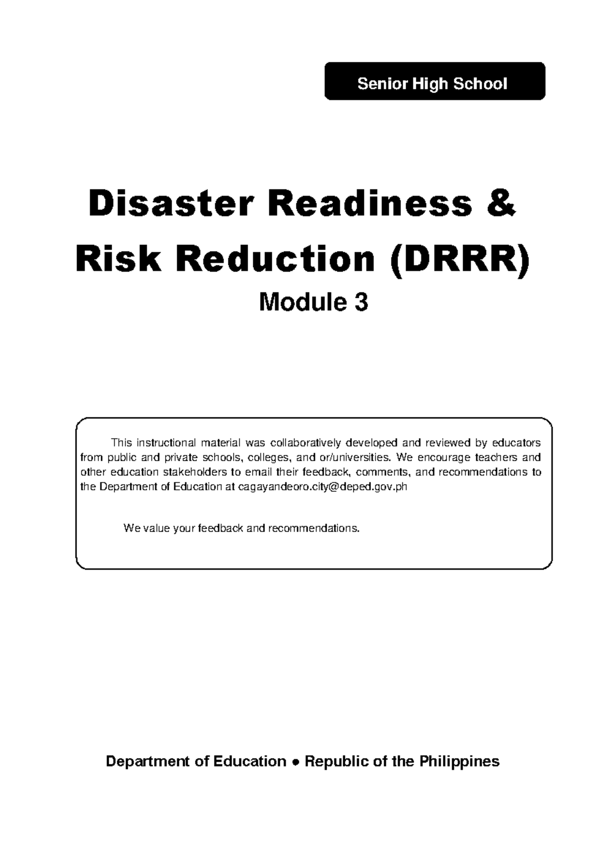 DRRR- Module 3- Final - DRRR - Disaster Readiness & Risk Reduction ...