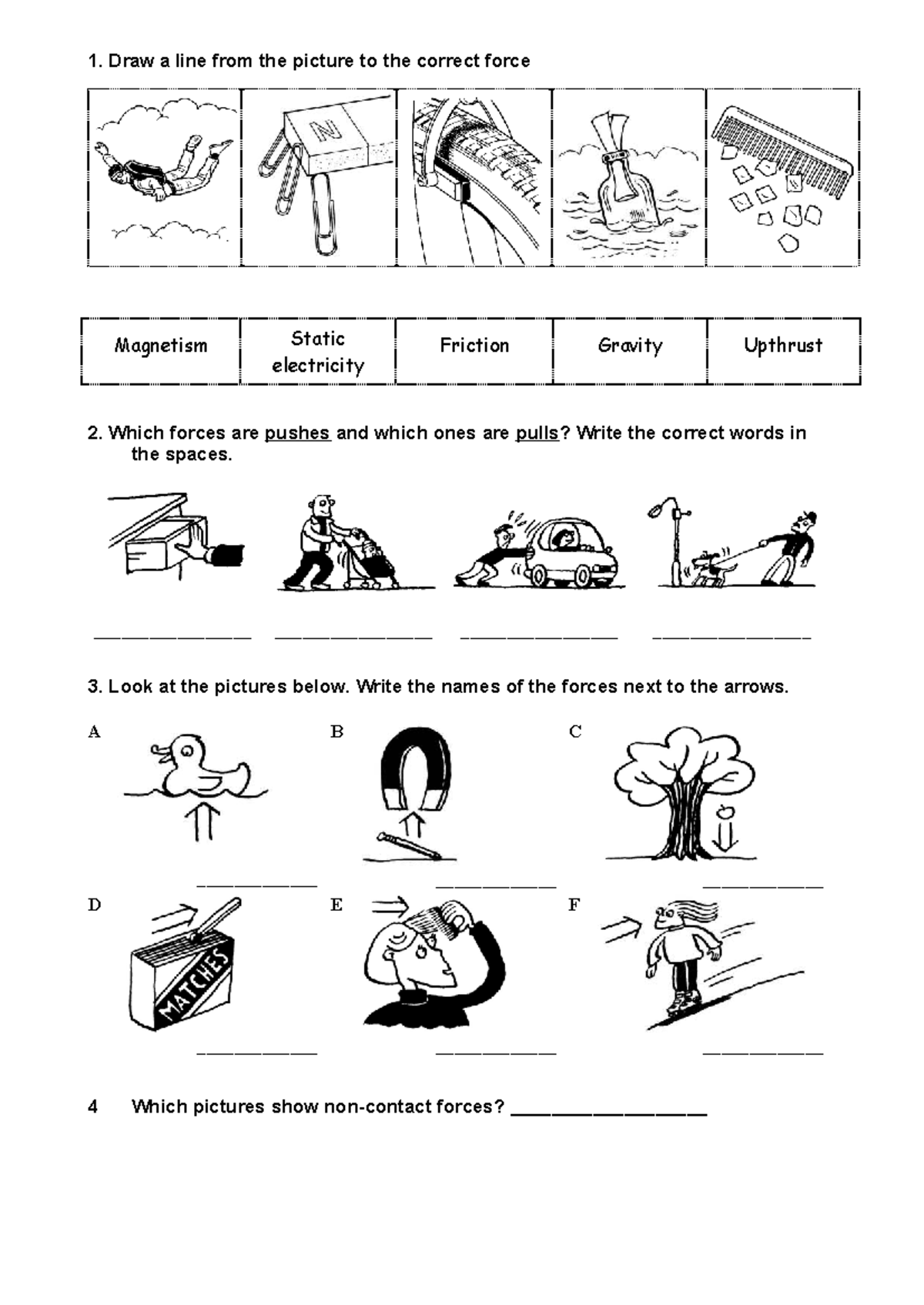 L1 Forces Worksheet: Identifying Pushes and Pulls - Studocu