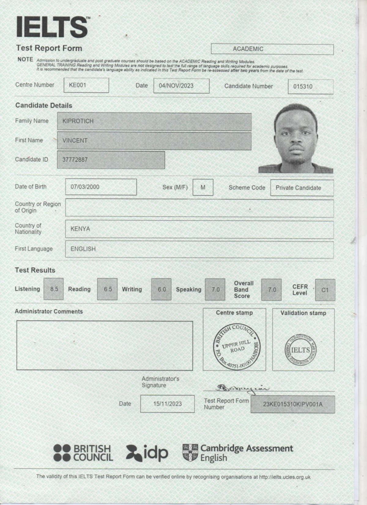 TM IELTS Test Report Form - Academic & General Training Overview - Studocu