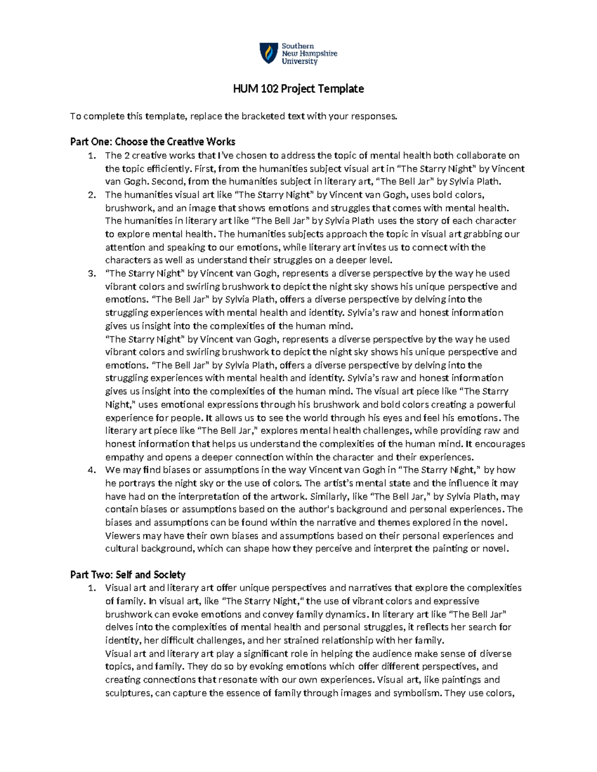 HUM 102 Module 7 Project: Exploring Mental Health in Art and Literature ...