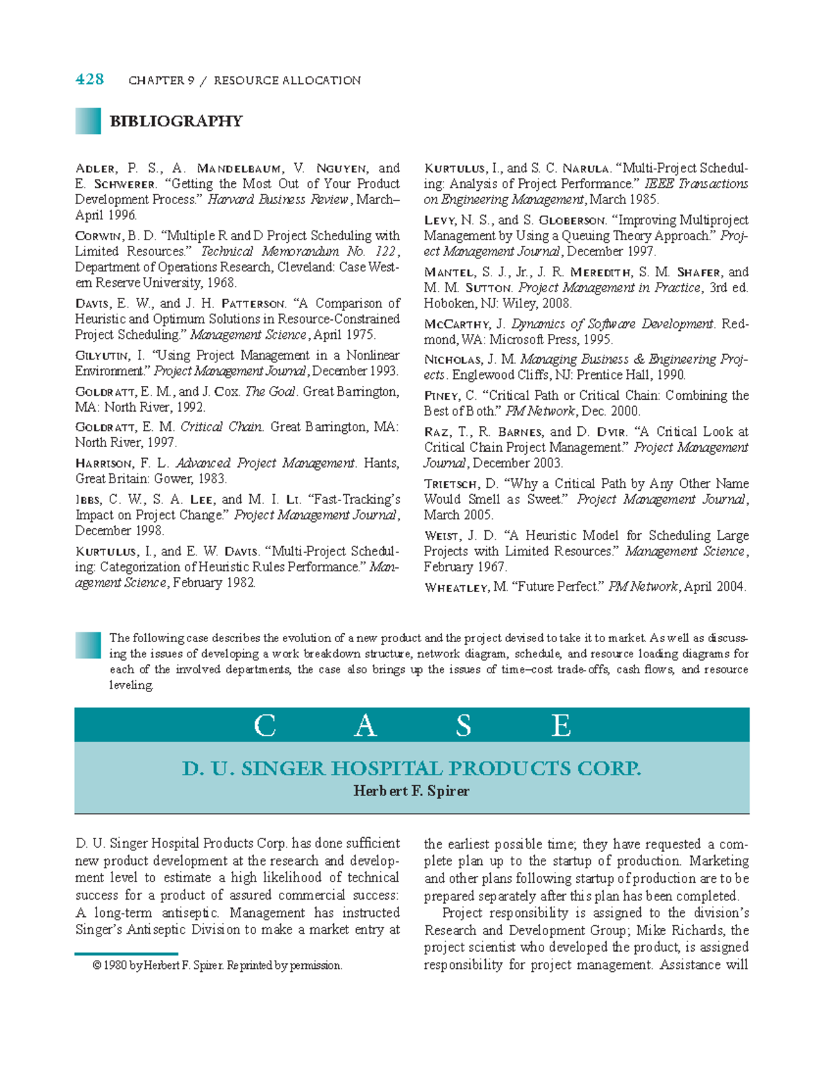 Case Study - D.U. Singer Hospital Products: Resource Allocation Focus - Studocu
