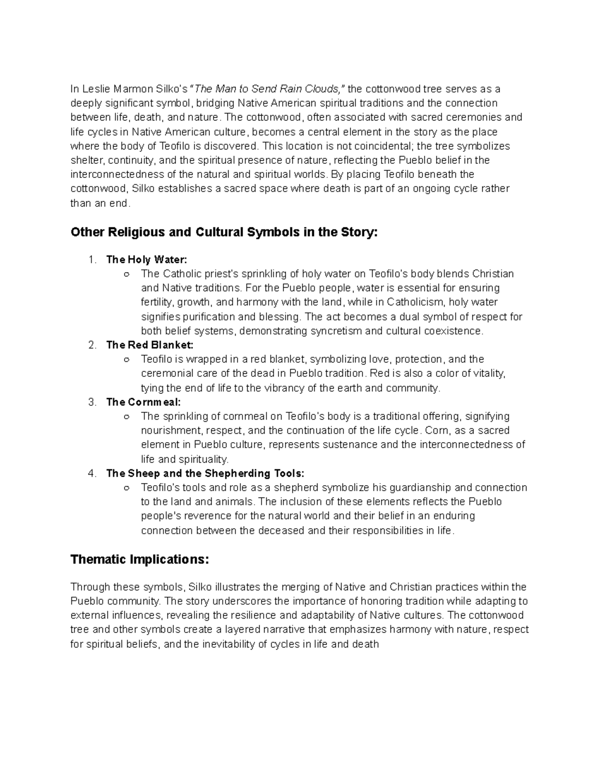 Cultural Blending and Conflict in Leslie Marmon Silko's The Man to Send ...