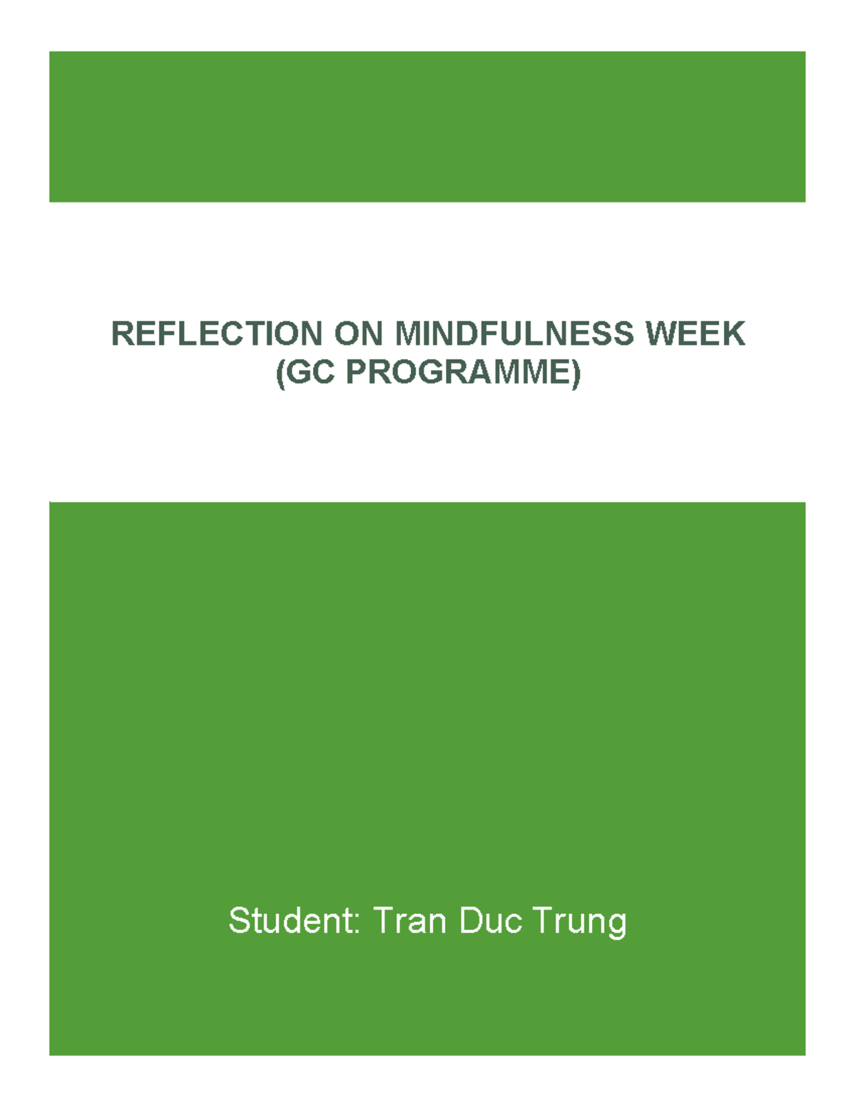 GC - Personal Reflection on Mindfulness Week Experience - Studocu