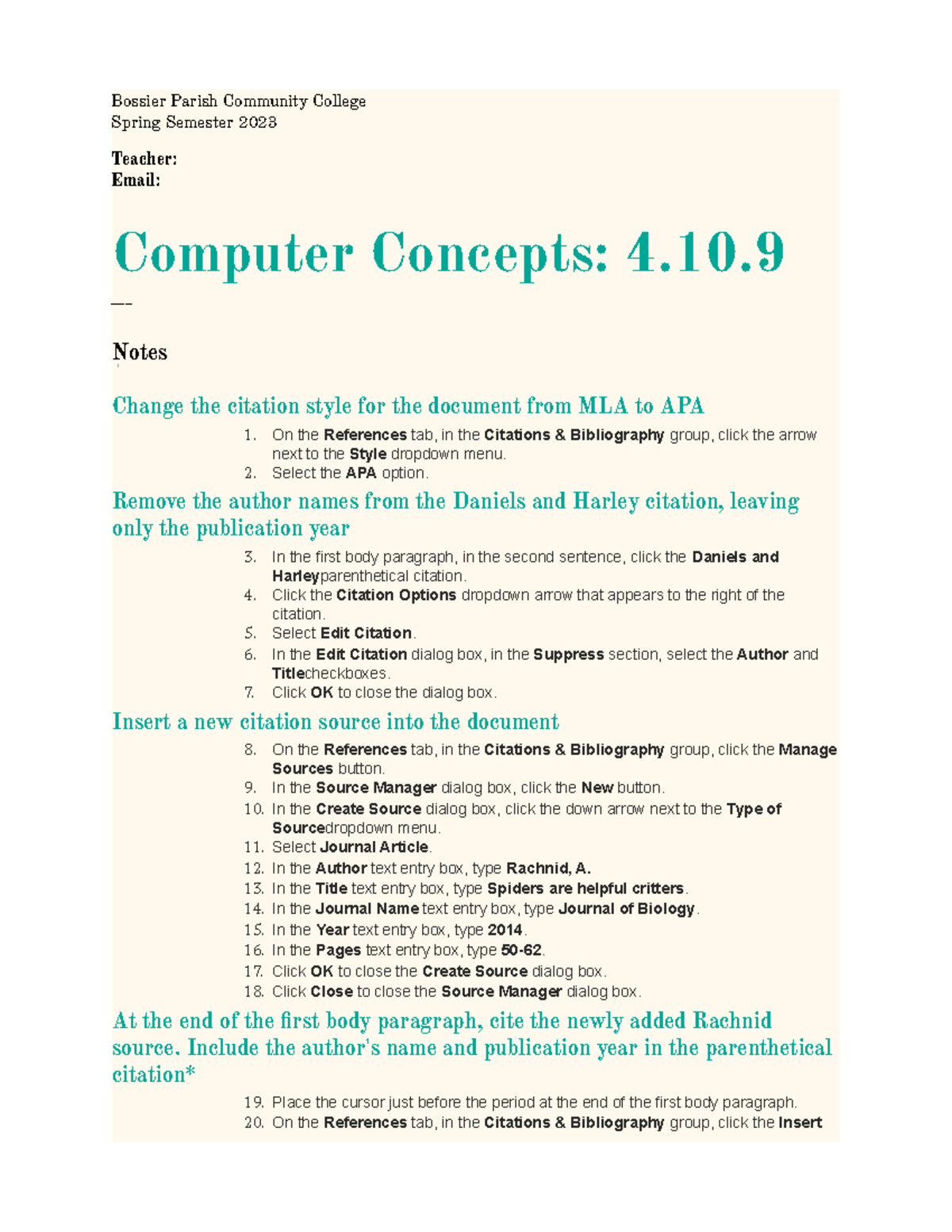 Computer Concepts 4.10.9 - Bossier Parish Community College Spring ...