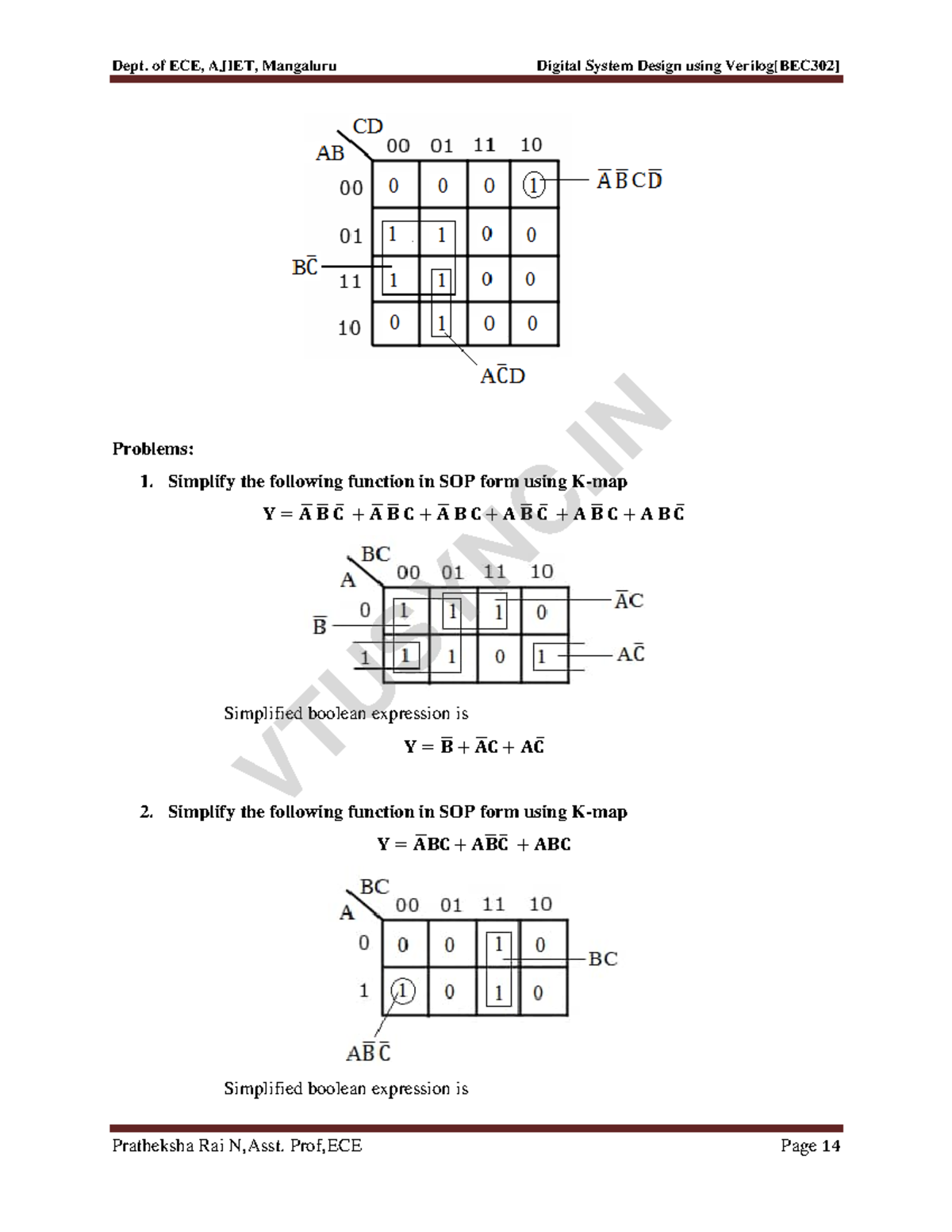 Digital System Design (DSDV) - Module 1: SOP Function Simplification ...