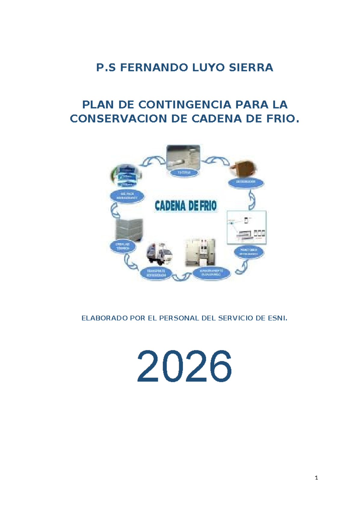 PLAN DE CONTINGENCIA PARA LA CONSERVACIÓN DE CADENA DE FRÍO 2026 - Studocu
