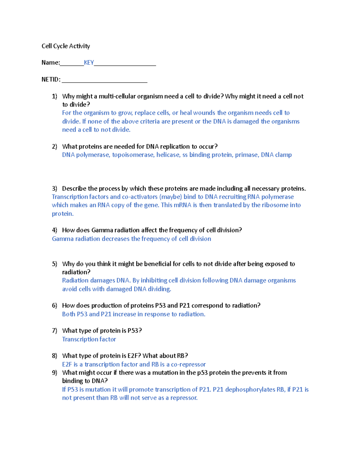 Cell Cycle Study (BIO101): Understanding Division and Regulation - Studocu