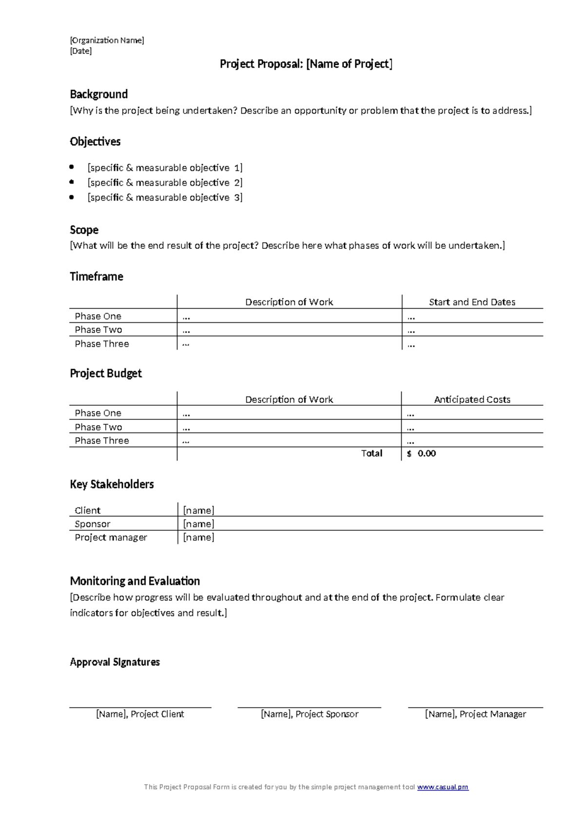 Project Proposal Template for [Name of Project] - Version 1 - Studocu