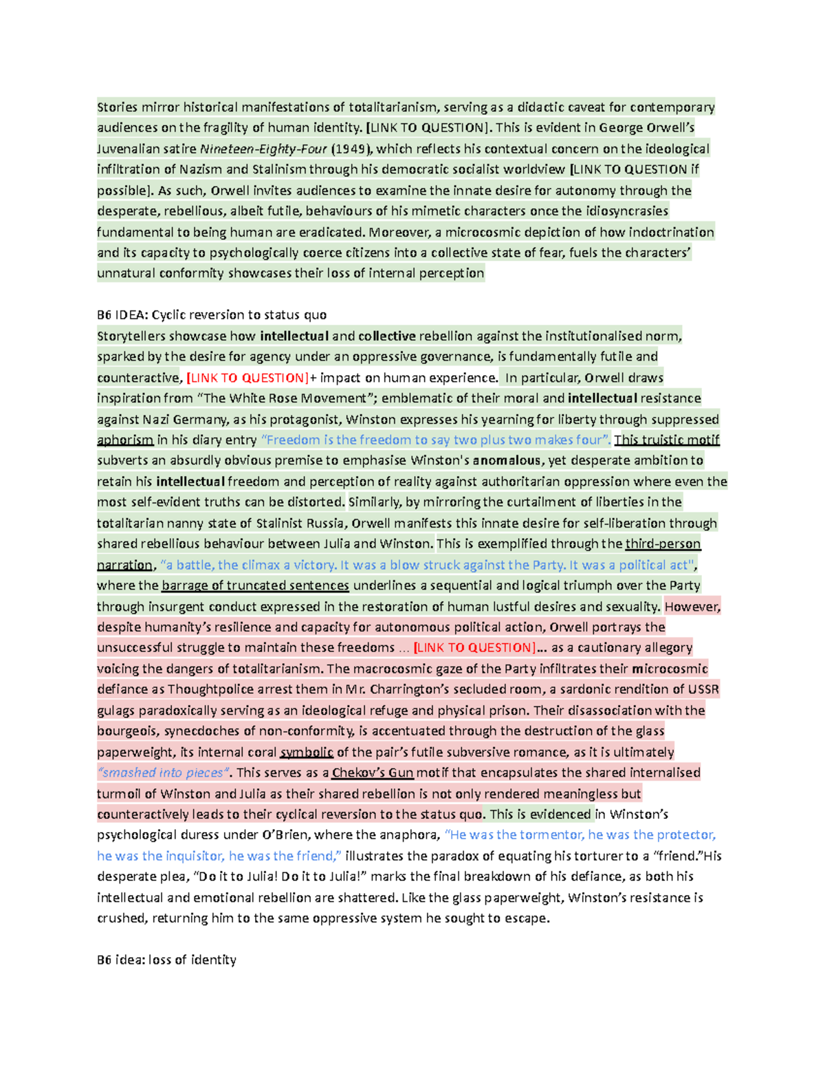 ENG 1984 - Exploring Totalitarianism and Identity in Orwell's 1984 ...