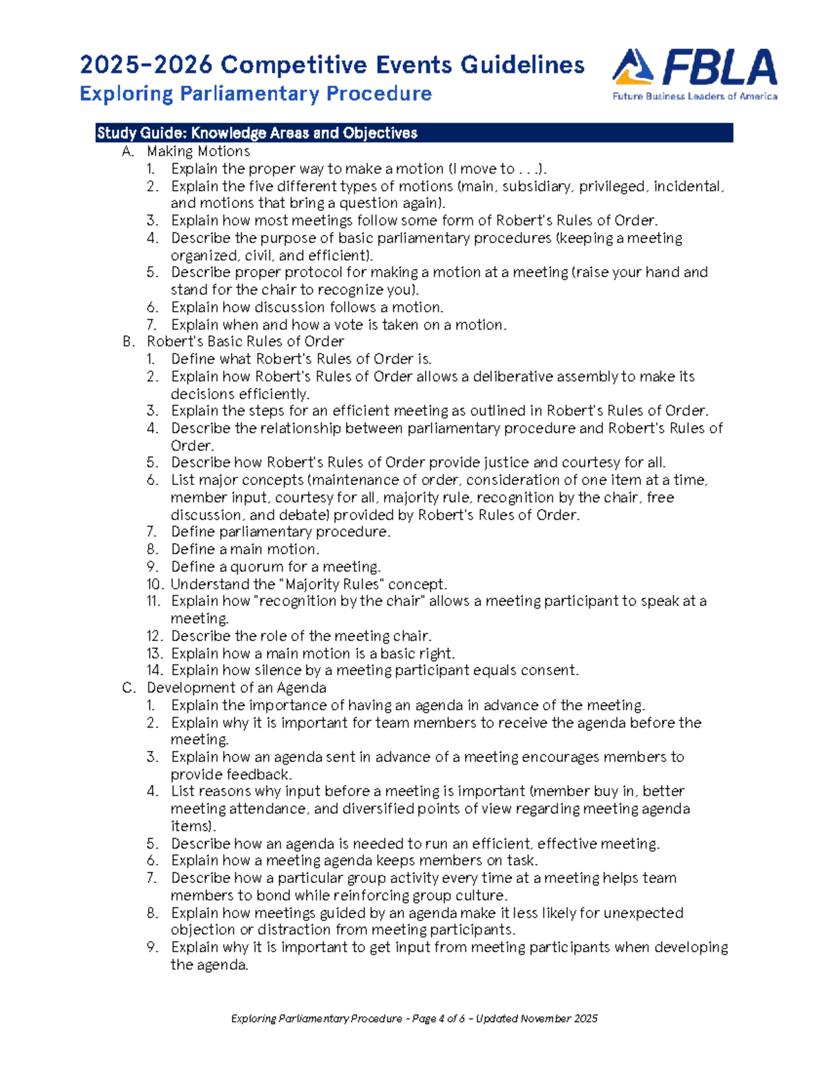 Competitive Events Guidelines: Exploring Parliamentary Procedure Study ...
