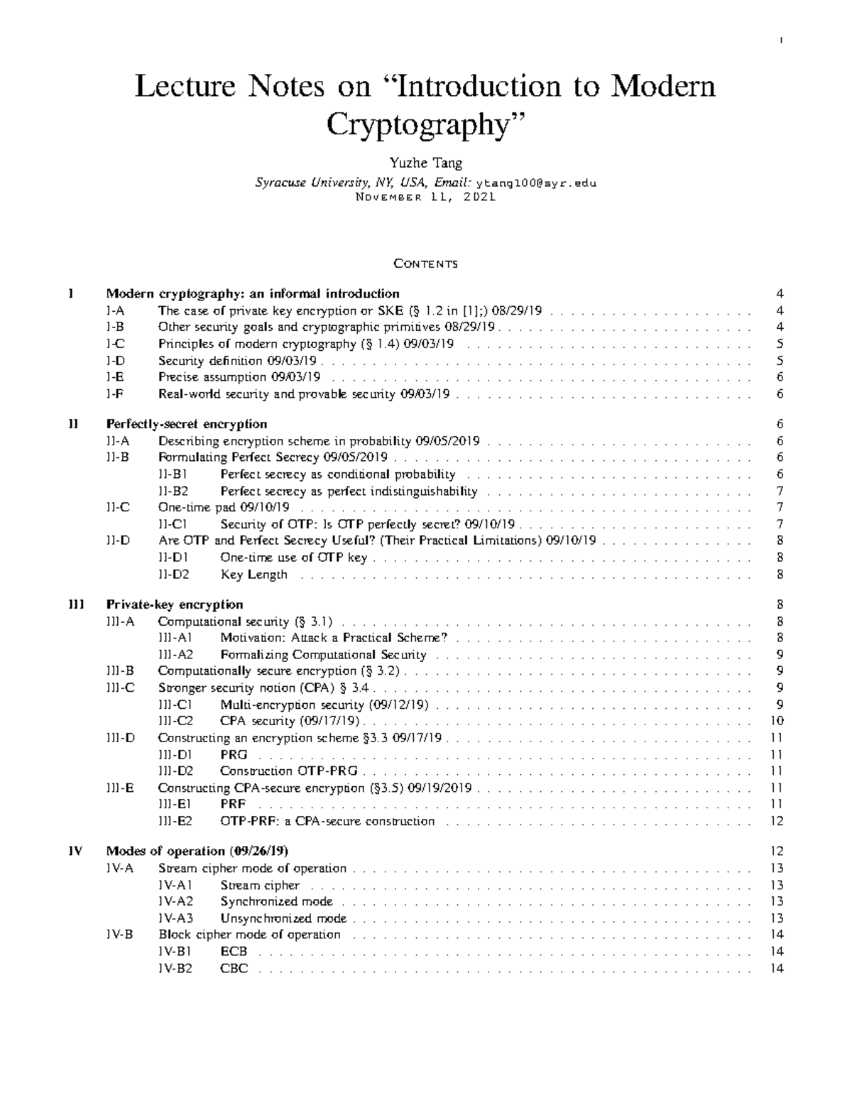 Crypto-notes - Introduction to Cryptography - Lecture Notes on ...