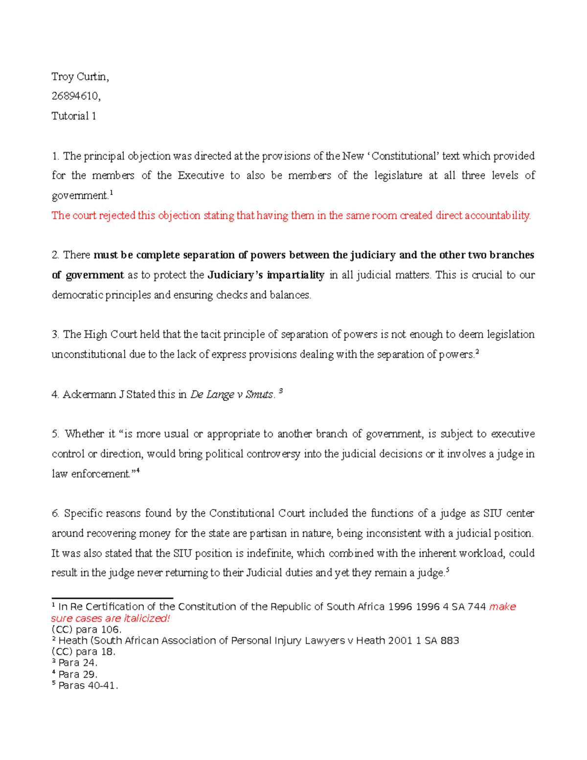 Judicial Independence & Separation of Powers: Case Study Insights (LAW ...