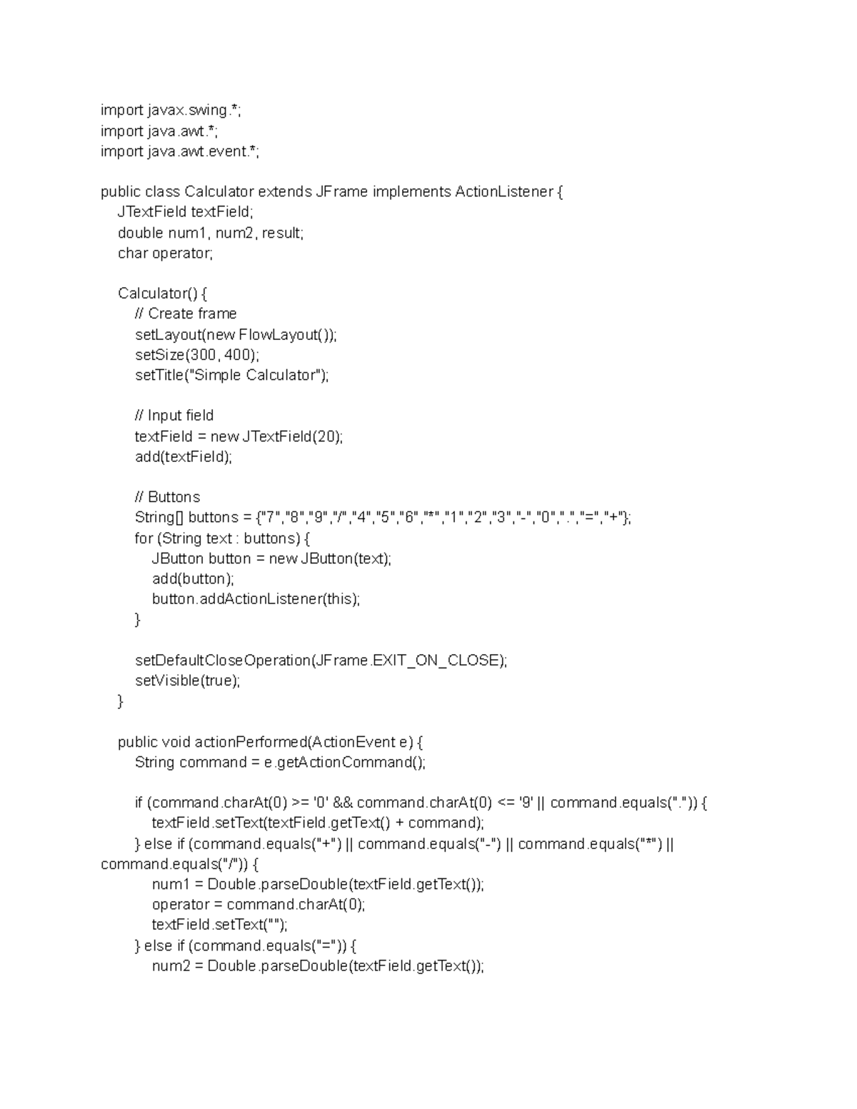 Calculator - easy to understand and practice - import javax.; import ...