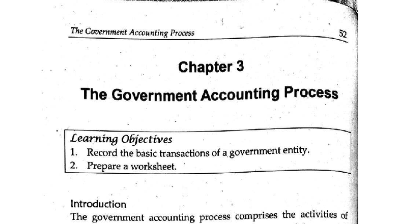 Government Accounting Process: Chapter 3 Overview and Objectives - Studocu