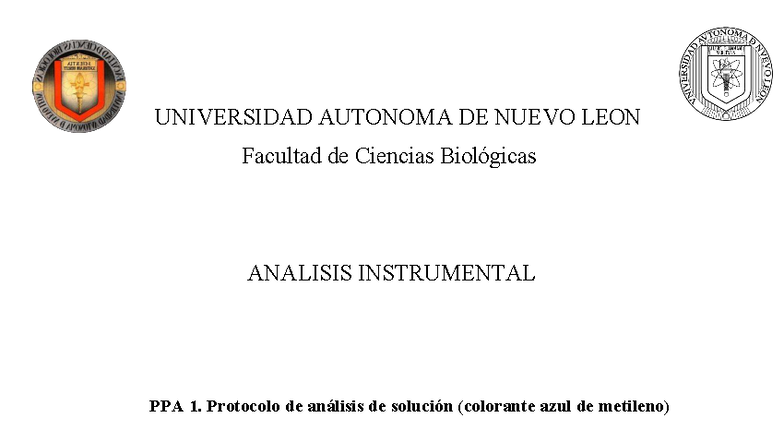 PPA 1: Protocolo de Análisis de Azul de Methylene por Espectrofotometría - Studocu