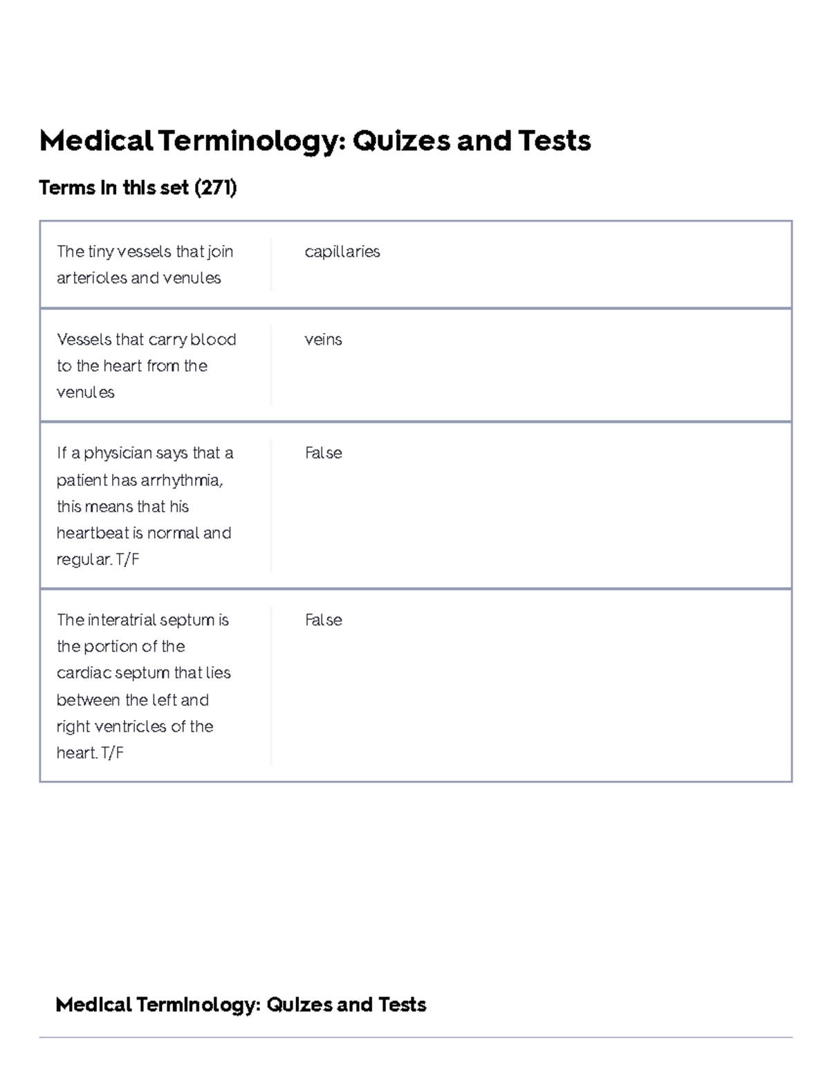 Medical Terminology: Quizlet Flashcards for Quizzes & Tests - Studocu