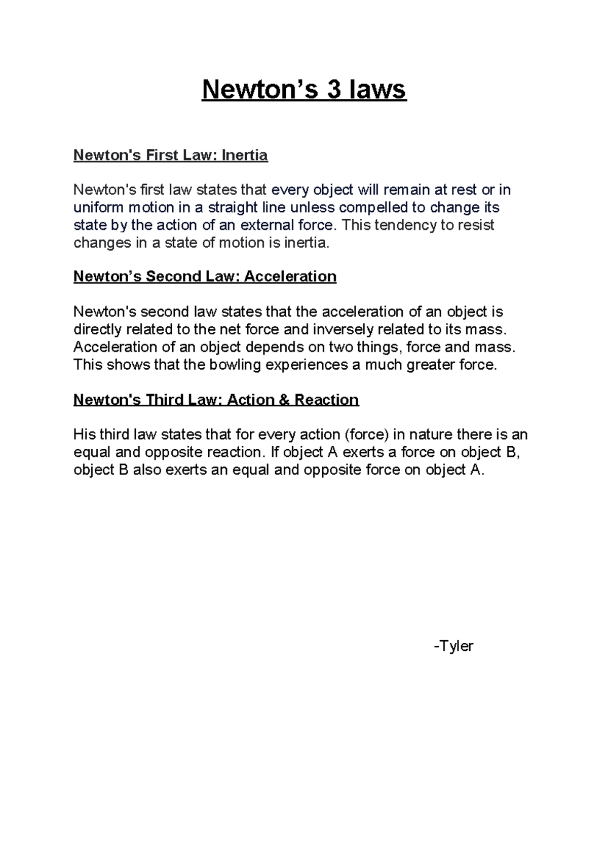 Newton's Laws of Motion: Inertia, Acceleration, Action-Reaction - Studocu