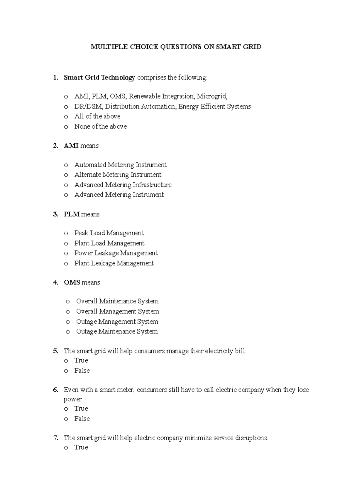 299235520 Mcq on Smart Grid - MULTIPLE CHOICE QUESTIONS ON SMART GRID ...